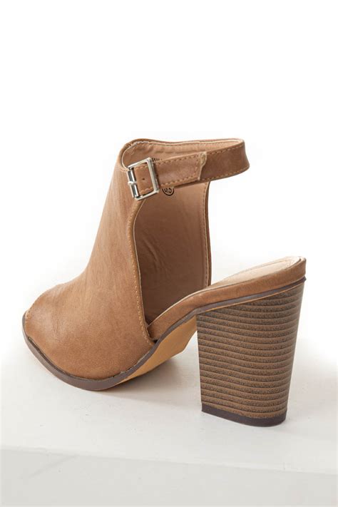 Buy Intouch Footwear Shoes Brown Sugar Faux Leather Peep Toe Heeled Booties At Best Prices