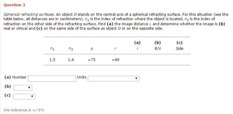 Solved Spherical Refracting Surfaces An Object 0 Stands On