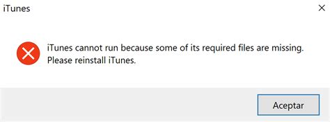 ITunes No Abre Windows 11 ITunes Cannot Run Because Some Of Its Required Files Are Missing