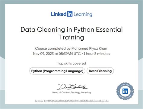 Completed Data Cleaning With Python Course 🐍🧹 Learned A Lot Mohamed