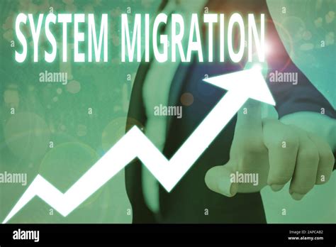 Conceptual Hand Writing Showing System Migration Concept Meaning Moving From The Use Of One