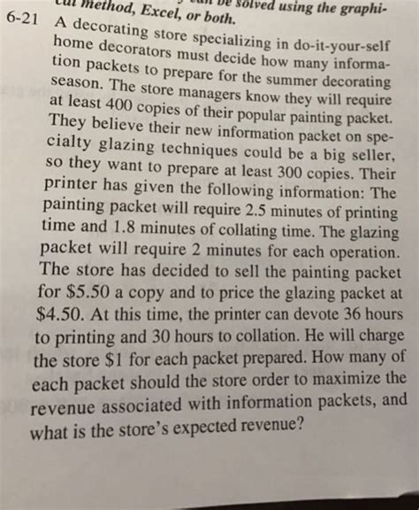 Solved De Solved Using The Graphi Lll Method Excel Or