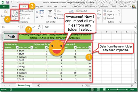 how to reference a named range in power query how to excel