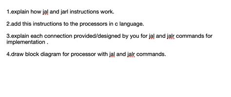 Solved 1 Explain How Jal And Jarl Instructions Work 2 Add