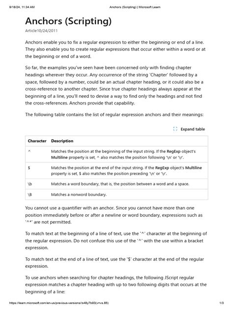 anchors scripting microsoft learn pdf regular expression