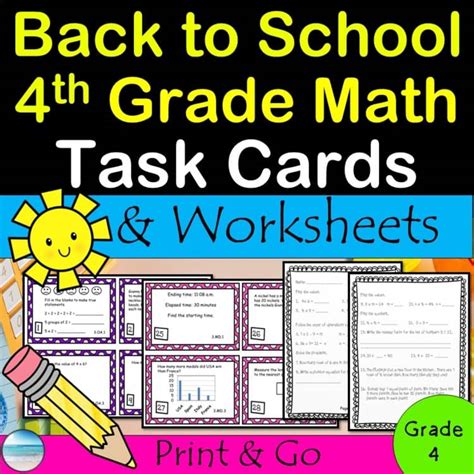 Beginning Of The Year 4th Grade Math Assessment First Week Back To School