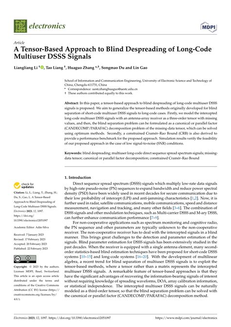 Pdf A Tensor Based Approach To Blind Despreading Of Long Code Multiuser Dsss Signals
