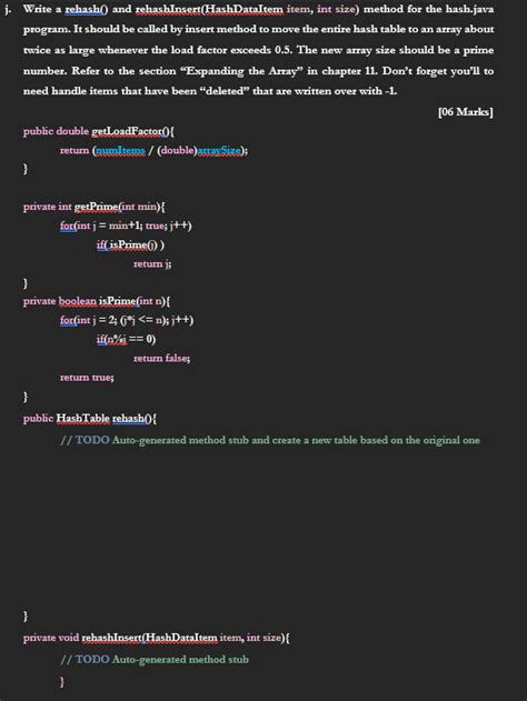 Solved J Write A Rehash And Rehashinserthashdataitem