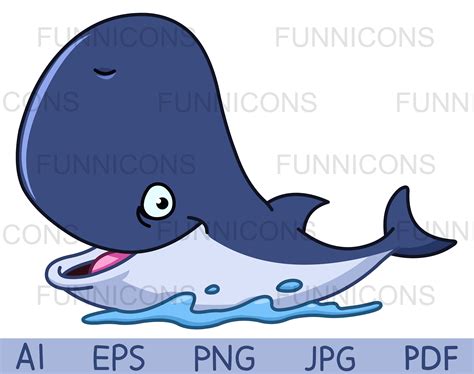 Clipart Cartoon Of A Happy Whale Ai Eps Png  And Pdf Files Included