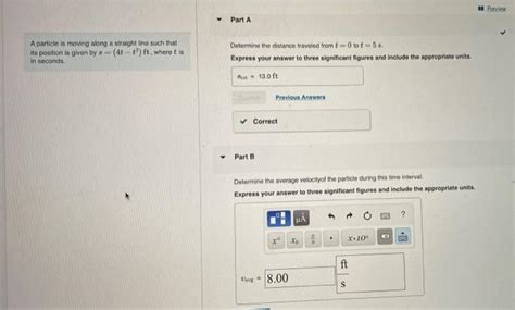 Solved Review Part A A Particle Is Moving Along A Straight Chegg Com