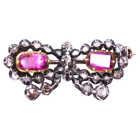 Antique Butterfly Brooch Pin 2ct Ruby 1 5 Ct Diamond 10k Gold Silver 3 9gr For Sale At 1stdibs