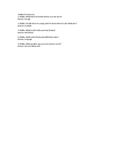 Interview Riddles Pdf Self Improvement