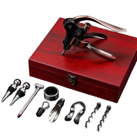 토끼 와인 코르크 따개 세트 나무 가죽 상자 병따개 세트box Mintset Openerbox Set Records