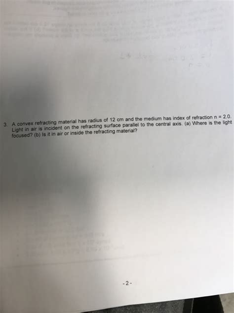 Solved A Convex Refracting Material Has Radius Of 12 Cm And