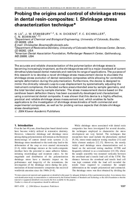 Pdf Probing The Origins And Control Of Shrinkage Stress In Dental Resin Composites Ii Novel