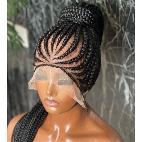 Handmade Cornrow Braided Wig Full Lace Platinum Feedin Braids Etsy