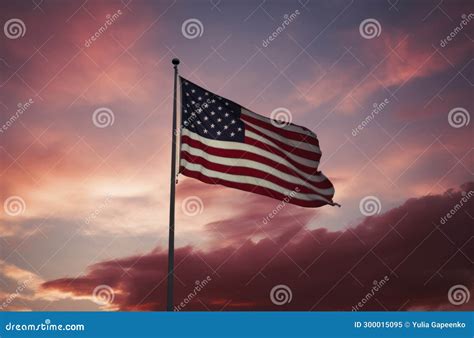 An American Flag Blowing In The Wind Stock Image Image Of