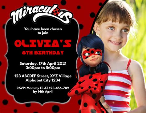 Miraculous Ladybug Birthday Invitations Free Template Printables