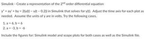 Simulink Create A Representation Of The 2nd Order