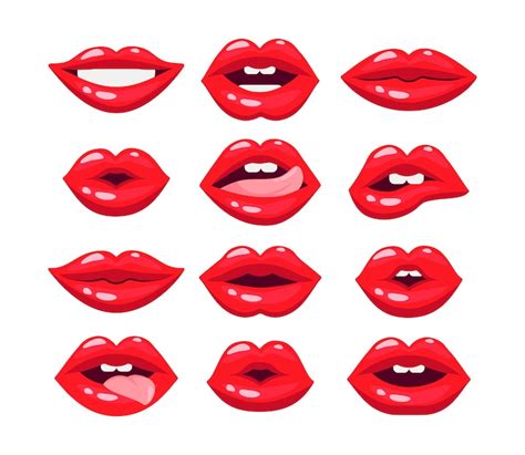 Premium Vector Lips Of Women With Red Lipstick Vector Illustrations