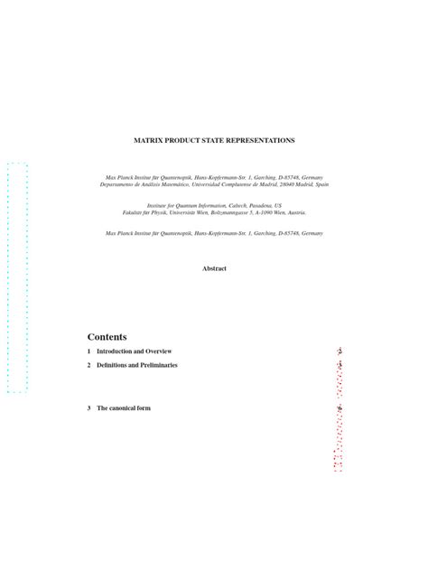 Matrixproductstatesrepresentations Pdf Matrix Mathematics