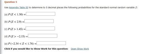 solved question 5 use appendix table iii to determine to 5