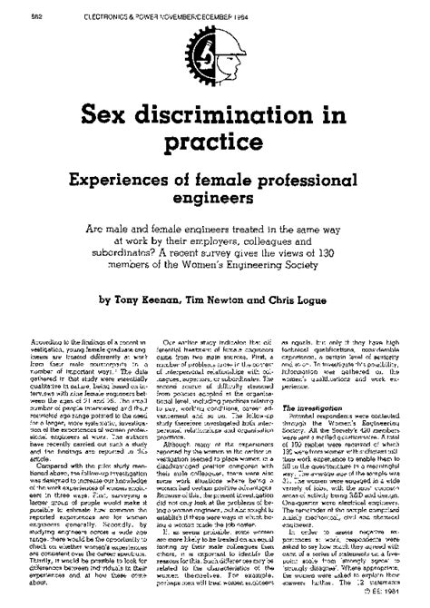 Pdf Sex Discrimination In Practice Experiences Of Female