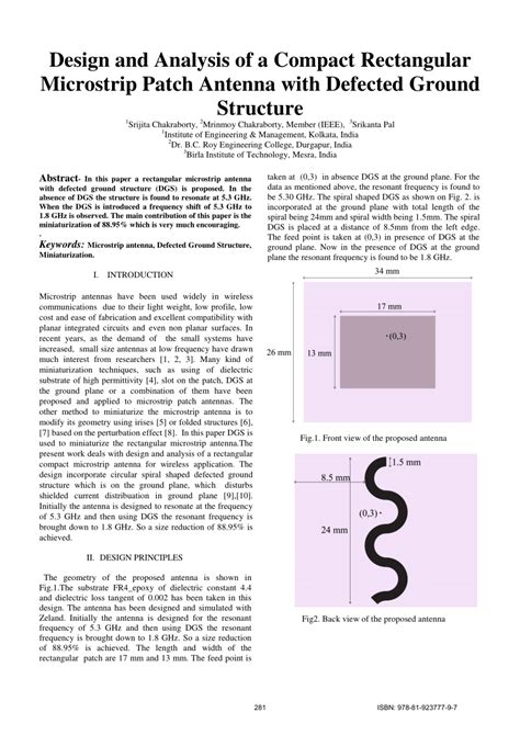 Pdf Design And Analysis Of A Compact Rectangular Microstrip Patch Antenna With Defected Ground