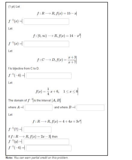 solved 1 pt for each of the following functions f r → r