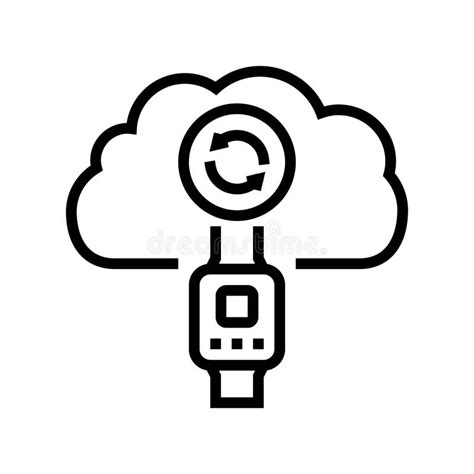 Cloud Sync Fitness Device Fitness Technology Line Icon Vector