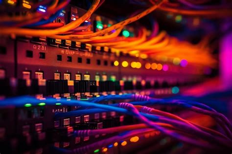 Premium Photo Connected Network Cables And Switches Generative Ai
