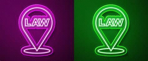 보라색과 녹색 배경에 격리 빛나는 네온 라인 위치 법 아이콘 벡터 개념에 대한 스톡 벡터 아트 및 기타 이미지 개념 규모 균형 Istock