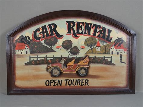 Панно реклама проката автомобилей «car Rental Open Tourer дерево папье маше роспись