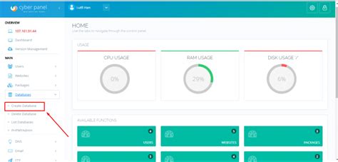 Membuat Database Di Cyberpanel