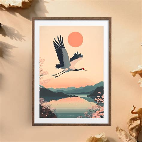 Dopaprint Unframed Paper Poster Japanese Majestic Crane Poster