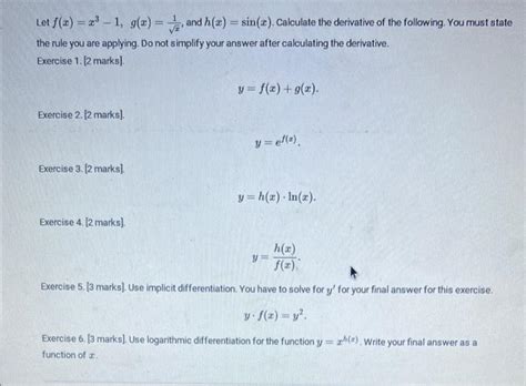 Solved Let F X X3−1 G X X1 And H X Sin X Calculate The