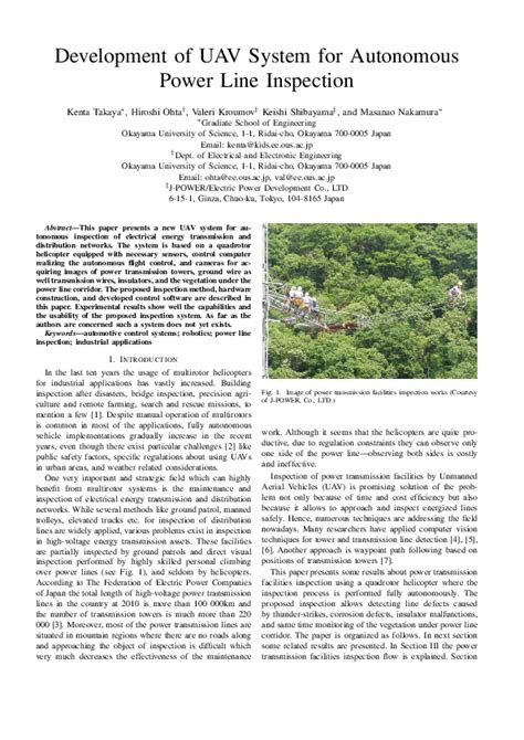 Pdf Autonomous Uav System For Power Line Inspection