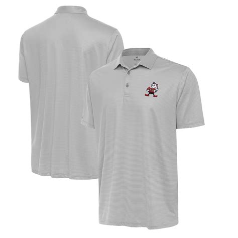 Mens Antigua Whitegray Cleveland Browns Brownie Logo Rings Polo