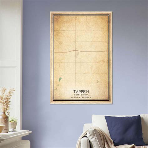 Vintage Tappen North Dakota Map Poster Tappen Nd City Road Wall Art Print Custom Maps And Posters