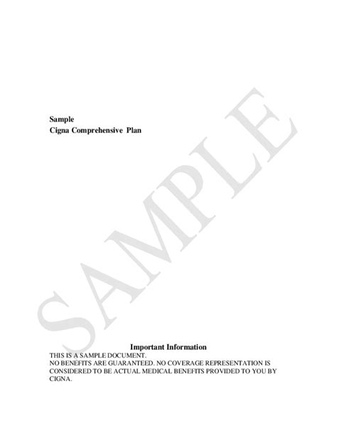 Fillable Online Sample Cigna Exclusive Provider Plan Important Information Fax Email Print