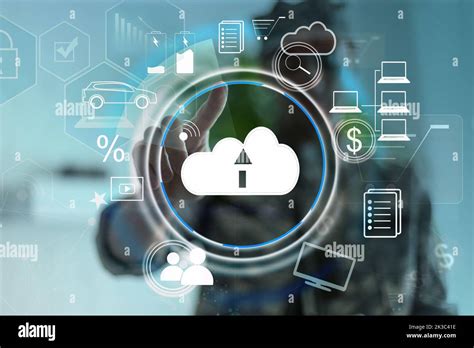 Cloud Technology Icon For Online Shopping Global Business Concept Stock