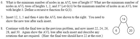 Solved 6 What Is The Minimum Number Of Nodes In An Avl Tree