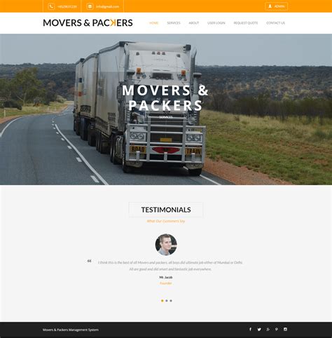 Movers And Packers Management System Using Php And Mysql
