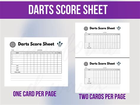 Darts Score Sheet Printable Template Printable Darts Score Sheet