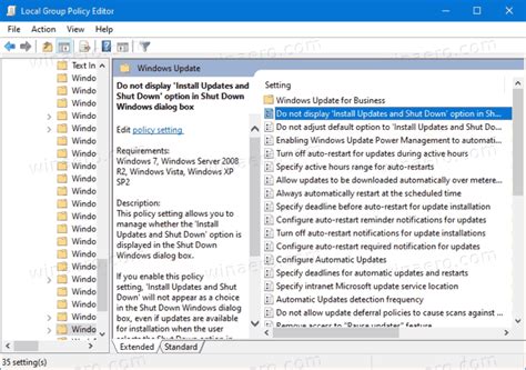 Disable Update And Restart And Update And Shut Down In Windows 10