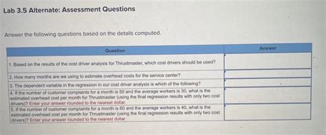 Lab 3 5 Alternate Assessment Questions Answer The Chegg Com