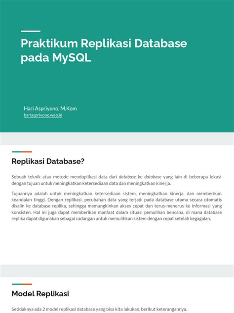 Praktikum 1 Basis Data Terdistribusi Replikasi Database Mysql Pdf