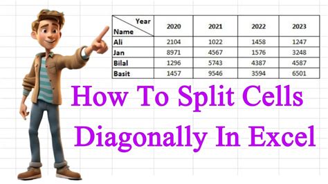 How To Split Cells Diagonally In Excel Youtube