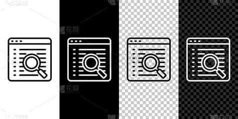 搜索引擎图标隔离在黑白,透明的背景。向量 搜索引擎图标隔离在黑白,透明的背景。向量