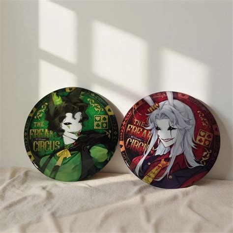 The Freak Circus Pierrot And Harlequin Inspired Keychain Pin Holo Tickets